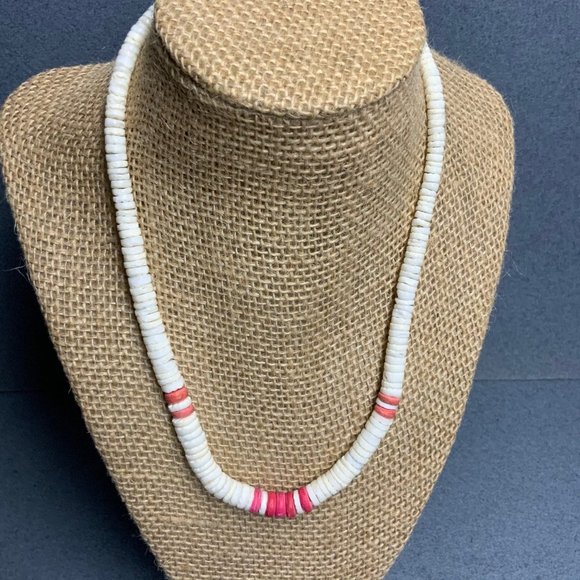 Jewelry | Pooka Puka Shell Necklace White Salmon Pink Barbie Silver ...
